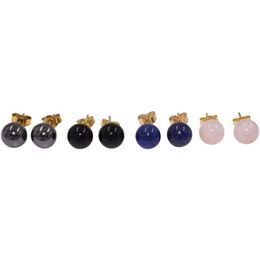 Firetti Damen Ohrstecker-Set &raquo;Schmuck Geschenk Silber 925 Ohrschmuck Ohrringe Edelsteine&laquo; Made in Germany - mit H&auml;matit, Rosenquarz, Onyx, Lapislazuli