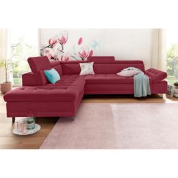 Sit & More sit&more Ecksofa &raquo;Limit L-Form&laquo; wahlweise mit Schlaffunktion und Bettkasten rot Kunstleder SOFTLUX ;Luxus-Microfaser ALTARA NUBUCK (100% Polyester);
