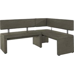OTTO home Eckbank &raquo;Charissa&laquo; in 3 Gr&ouml;&szlig;en, verschiedene Qualit&auml;ten gr&uuml;n Holzwerkstoff, Massivholz B/H/T: 170cm x 90cm x 140cm, Microfaser, langer 