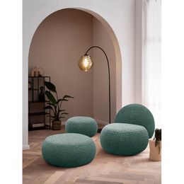 Home Affaire Polsterhocker &raquo;Mithras I Lieferzeit nur 2 Wochen, passend zum Sessel Mithras II&laquo; Boucl&eacute; oder Fellimitat, Durchmesser 65 oder 85 cm blau 