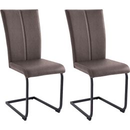 Home Affaire Freischwinger &raquo;Nils&laquo; (Set) 2 Stk.Stuhl belastbar bis 120 Kg, Gestell Metall im Chrom-Look oder Schwarz braun Holzwerkstoff, Metall, 