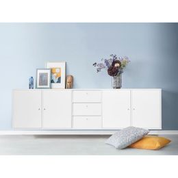 Sideboard &raquo;Mistral, Hochwertig Schrank, h&auml;ngend/stehend montierbar&laquo; mit T&uuml;ren und Schubladen, B: 220 cm, anpassungsbar Designm&ouml;bel wei&szlig; B/H/T: 220cm x