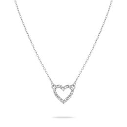 Tamaris Damen Kette mit Anh&auml;nger &raquo;True Love, Herz&laquo; mit Zirkonia (synth.) silber Edelstahl, L: 45 B: 2mm