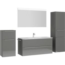 Nobilia Badm&ouml;bel-Set &raquo;Levere&laquo; vormontiert, mit Soft-Close, 4 Stk. tlg. grau B/H/T: 230cmcm x 169cmcm x 48,7cmcm, Griffe chrom
