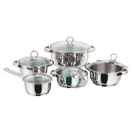King Topf-Set &raquo;New Silver Line&laquo; Set, je 1 Kochtopf mit Deckel 16/18/20/24 cm, 1 Stieltopf 16 cm, 10 Stk. tlg. Edelstahl silber Einheitsgr&ouml;&szlig;e