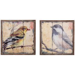 HOFMANN LIVING AND MORE Bild &raquo;Vogel&laquo; V&ouml;gel Set, 2 Stk. tlg. Tiermotiv (Set, 2 St.) braun MDF, Massivholz B/H/T: 56cm x 56cm x 6cm, V&ouml;gel quadratisch, 