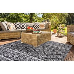 Kayoom Teppich &raquo;Sunny 110&laquo; rechteckig 8 mm H&ouml;he Besonders pflegeleicht. Im Innen- und Au&szlig;enbereich verwendbar. schwarz Polyester B : 80cm 1 Stk., 8mm, L: 
