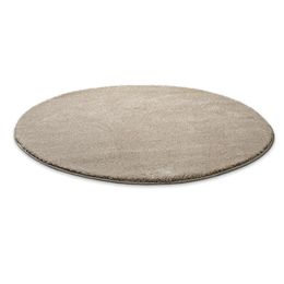Wecon Home Hochflor-Teppich &raquo;Manta&laquo; rund 25 mm H&ouml;he Langflor, maschinell gewebt, robust, Wohn- & Schlafzimmer, einfarbig beige Polyester &Oslash; 200cm 1 Stk