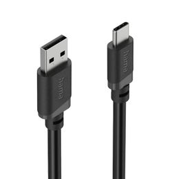 Hama USB-Kabel &raquo;USB-A auf USB-C Ladekabel 1 m schwarz&laquo; USB Typ A USB-C 100 cm Schnellladen, 480 Mbit/s, 3 A Strom, breite Kompatibilit&auml;t Hochwertige 
