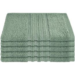 Schiesser Gaestehandtuecher &raquo;Milano aus 100% Baumwolle mit eleganter Bord&uuml;re in Hoch-Tief-Optik&laquo; Made in Green gr&uuml;n Frottier, Frottier B/L: 30cmx50cm, 5 Stk., 
