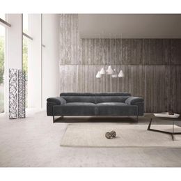 Egoitaliano 2,5-Sitzer &raquo;Malika, Designsofa mit hohem Sitzkomfort, edel und bequem&laquo; inkl. Kopfteilverstellung und chromfarbenen Metallf&uuml;&szlig;en grau Luxus-Micofaser 