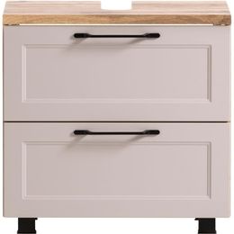 Welltime Waschbeckenunterschrank &raquo;Lana&laquo; Badm&ouml;bel, 2 Schubladen, 60 cm breit braun MDF wotaneiche, B/H/T: 60cm x 55cm x 35cm