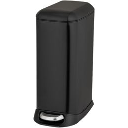 Wenko M&uuml;lleimer &raquo;Modell Design&laquo; 1 Beh&auml;lter Abfalleimer mit Absenkautomatik und herausnehmbarem Einsatz schwarz Edelstahl, Kunststoff B/H/T: 20,5cm x 