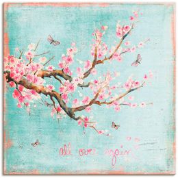 Artland Leinwandbild &raquo;Er ist wieder da&laquo; Blumen 1 Stk. tlg. auf Holzrahmen gespannt blau Leinwand B/H/T: 70cm x 70cm, Leinwandbild Blumen quadratisch, 1 Stk.