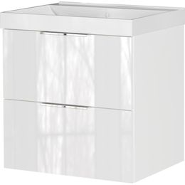Germania Waschtisch &raquo;Bisbee&laquo; 1 Stk. tlg. Waschtisch mit Glasfront in verschiedenen Breiten wei&szlig; Glas, Holzwerkstoff 60er Breite eckig, B/H/T: 60cm x 