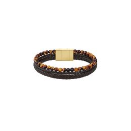 BOSS BOSS Lederarmband &raquo;SPHERE MIXED&laquo; mit Onyx oder Tigerauge braun 19cm, Edelstahl Leder