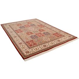 Theko Orientteppich &raquo;Baktyari N, handgekn&uuml;pft&laquo; rechteckig 12 mm H&ouml;he Material: 80% Wolle, 20% Seide, mit Fransen, Wohnzimmer rot Schurwolle, Seide B :