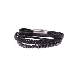 Firetti Herren Lederarmband &raquo;Schmuck Geschenk Armschmuck Edelsteinarmband H&auml;matit&laquo; Made in Germany - mit H&auml;matit schwarz 20cm, Edelstahl Leder