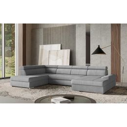 Sit & More sit&more Wohnlandschaft &raquo;U-Form&laquo; mit verstellbaren Kopfteilen, wahlweise mit Schlaffunktion grau 100% Polyester B/H/T: 345cm x 79cm x 213cm, Luxus-
