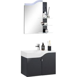 Badm&ouml;bel-Set &raquo;3010.5&laquo; Set, 2 Stk. tlg. grau MDF, Metall, Sicherheitsglas ESG Einheitsgr&ouml;&szlig;e