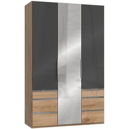 wimex Kleiderschrank &raquo;Level by fresh to go&laquo; mit Glas-und Spiegelt&uuml;ren grau B/H/T: 150cm x 236cm x 58cm, Schubladen: 6 Stk. T&uuml;ren: 3 Stk.