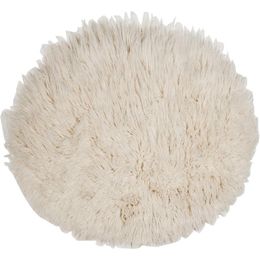 Theko Wollteppich &raquo;Flokati XXL&laquo; rund 100 mm H&ouml;he original griechischer Flokati, Hochflor, Uni-Farben, reine Wolle beige Wolle &Oslash; 70cm 1 Stk., 100mm, &Oslash; 