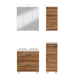 Welltime Badm&ouml;bel-Set &raquo;Trento, Badezimmer-Set, Waschbeckenunterschrank, H&auml;ngeschrank&laquo; 4 Stk. tlg. wei&szlig; Holzwerkstoff, MDF B/H/T: 90cmcm x 200cmcm x 