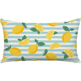 queence Dekokissen &raquo;Zitronen Querstreifen&laquo; Premium Outdoor Kissenbezug; Format: 60x40 cm Polyester B/L: 60cm x 40cm, 1 Stk.