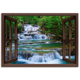 Artland Leinwandbild &raquo;Fensterblick Wasserfall in Kanchanaburi&laquo; Fensterblick 1 Stk. tlg. auf Holzrahmen gespannt braun Leinwand B/H/T: 100cm x 70cm, 