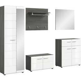 Home Affaire Garderoben-Set &raquo;Rumba, 5-teilig, Breite 250 cm, Hochglanz Front, bestehend aus:&laquo; 5 Stk. tlg. wei&szlig; Holzwerkstoff B/H/T: 250cmcm x 192cmcm 