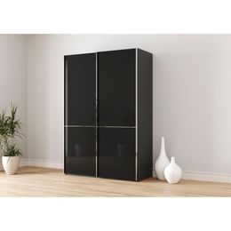 Musterring Schwebet&uuml;renschrank &raquo;Imola W&laquo; inkl. Einlegeb&ouml;den und Kleiderstangen, mit Glast&uuml;ren und Aufleistungen grau Floatglas, Holzwerkstoff B/H/T: 148,9cm x 