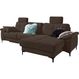 3C Carina Ecksofa &raquo;Burnaby bequem und modern, L-Form&laquo; 2 Kopfst&uuml;tzen, optional mit Schlaf- und motorischer Relaxfunktion grau B/H/T: 296cm x 87cm x 