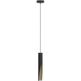Eglo H&auml;ngeleuchte &raquo;BARBOTTO Pendellampe - Stahl, Holz - GU10 - 1X4,5W - IP20&laquo; GU10 1 Stk. H&auml;ngelampe, Deckenlampe, Wohnzimmer, Esszimmer, H110 x &Oslash;6 cm