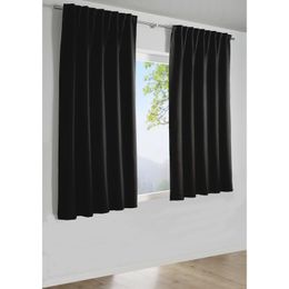 Gardine &raquo;Schal Dimout Uni&laquo; Schlaufen 1 Stk. tlg. mit Gardinenband und verdeckten Schlaufen schwarz Polyester 175cm, Schlaufen, 140cm