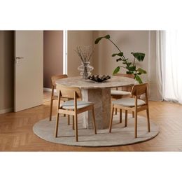 ACTONA GROUP Esstisch &raquo;Naxos aus einzigartigem Marmor, stillvolles und d&auml;nisches Design&laquo; robuster sechseckige Sockel, unikat, runder Esstisch, 