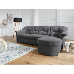 DOMO collection Ecksofa &raquo;SARAFINA 232x146 cm, auch mit Federkern f&uuml;r noch mehr Sitzkomfort!&laquo; whlw. mit Bettfunktion, L-Form grau Luxus-Microfaser (92%