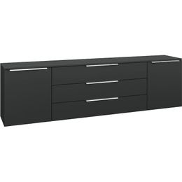 borchardt M&ouml;bel borchardt M&ouml;bel Sideboard &raquo;Oliva, h&auml;ngend oder stehend mit Metallgriffen&laquo; Breite 166 oder 200cm, 2 T&uuml;ren 3 Schubf&auml;cher schwarz Spanplatte B/H/T: 200cm