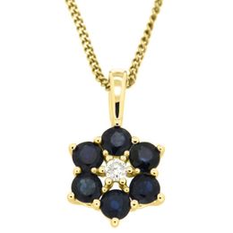 Firetti Damen Kettenanh&auml;nger &raquo;Schmuck Geschenk Gold 333 Halsschmuck Anh&auml;nger f&uuml;r Halskette Blume&laquo; mit Saphir - mit Brillant blau 0,03 P2 = erkennbare 