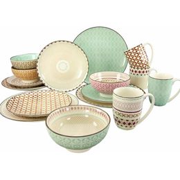 Creatable Kombiservice &raquo;Geschirr-Set Mandala&laquo; Service, 4 Designs, 16 Teile, f&uuml;r 4 Personen bunt Steinzeug 16 Stk.