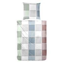 Primera Bettw&auml;sche &raquo;Mako-Satin-Bettw&auml;sche Havana&laquo; 2 Stk. mit Karo Muster blau Mako-Satin, Obermaterial: 100% Baumwolle B/L: 155cm x 220cm, 1 Stk., 1 Stk., 