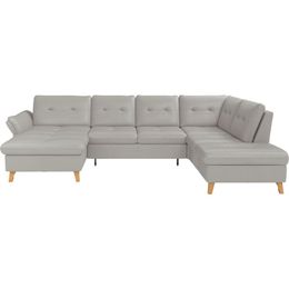 Sit & More sit&more Wohnlandschaft &raquo;G&ouml;teborg&laquo; inkl. Sitztiefenverstellung, wahlweise mit Bettfunktion & Bettkasten grau B/H/T: 327cm x 90cm x 226cm, NaturLEDER ,