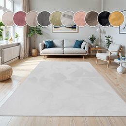 Paco Home Fellteppich &raquo;Kunstfell Soft 380&laquo; rechteckig 14 mm H&ouml;he Langflor, Kuschelteppich - besonders weich, Uni-Farben wei&szlig; Polyester B : 140cm 1 Stk., 14mm, L