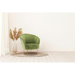 Kayoom Sessel &raquo;Poola 100, gem&uuml;tlicher Cocktail-Sessel, edler Samtbezug&laquo; 1 Stk. tlg. samtweich, gesteppt, gem&uuml;tlich, tiefe Sitzh&ouml;he von 79cm gr&uuml;n Bezug: 100% 