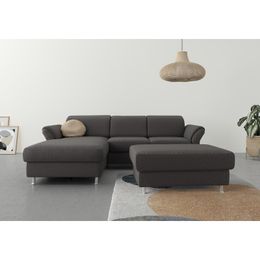 Sit & More sit&more Ecksofa &raquo;Apulia L-Form&laquo; wahlweise Schlaffunktion, Bettkasten und Kopf- und Armteilverstellung grau Webstoff (100% Polyester);Struktur weich (