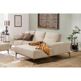 W.Schillig Ecksofa &raquo;run, Designsofa mit tollem Sitzkomfort, bequem, L-Form&laquo; mit Holzsockel, F&uuml;&szlig;e in Schwarz pulverbeschichtet, Breite 279 cm beige 