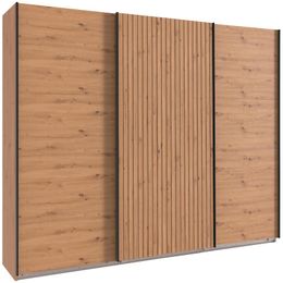 wimex Schwebet&uuml;renschrank &raquo;Andorra by fresh to go&laquo; Mit 3D-Leisten f&uuml;r Akustikpaneel-Optik braun Holzwerkstoff Artisan Eiche Nachbildung, B/H/T: 300cm x 