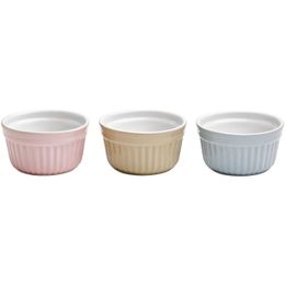 Van Well Backform &raquo;Ragout-F&ouml;rmchen, &Oslash; 10 cm, aus Steingut, rosa/beige/grau, 3er-Set&laquo; backofenfest bis 280 &deg;C, sp&uuml;lmaschinenfest bunt Steingut &Oslash; 10cm