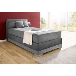 Maintal Boxspringbett &raquo;Lago&laquo; in 3 verschiedenen Matratzenarten, H2 oder H3 grau Bezug Kopteil und seitliche Unterbox wahlweise Microvelours aus 100% Polyester