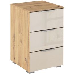 OTTO home Nachtkommode &raquo;Nachttisch Nachtschrank Nachtkonsole AGORDO mit Glasfront&laquo; in zwei Griff-Farben, Breite 40 cm, mit 3 ger&auml;umigen Schubladen f&uuml;r