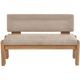 K+w Komfort & Wohnen K+W Komfort & Wohnen Polsterbank gepolsterte Stauraumbank, Massivholz, in 2 Breiten 161cm oder 181cm beige B/H/T: 181cm x 90cm x 63cm, Microfaser 520